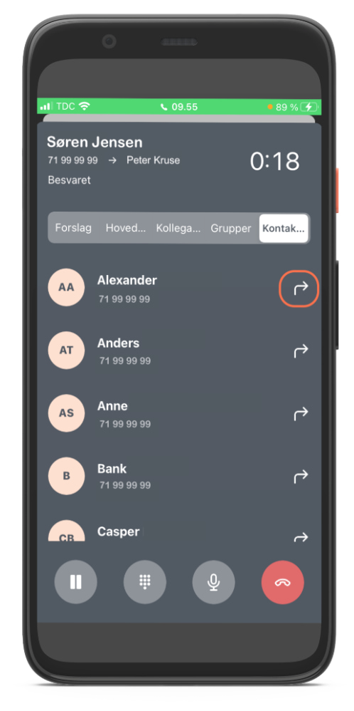 Nu kan du omstille til en kontakt i telefonbogen
